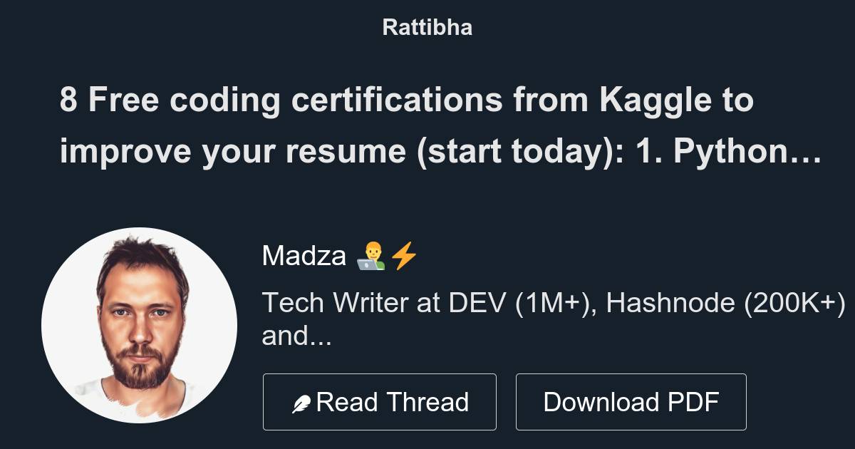 8 Free coding certifications from Kaggle to improve your resume (start today): - المسلسل من ...