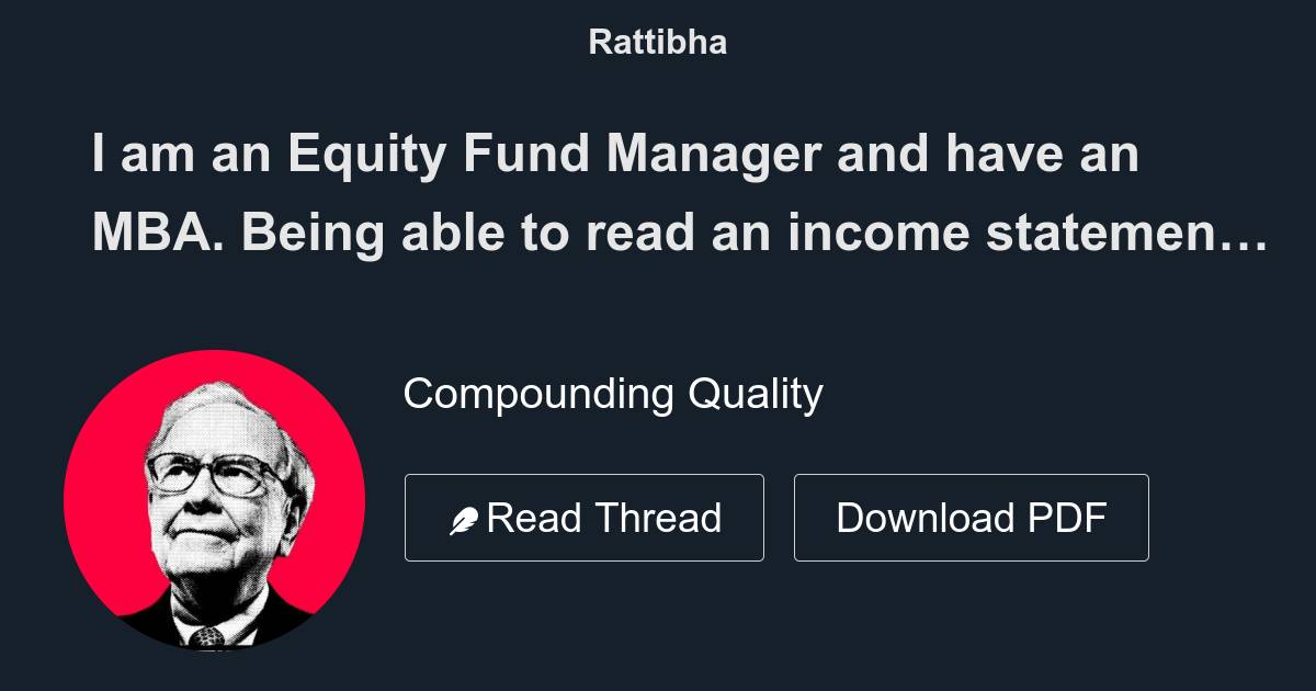 I am an Equity Fund Manager and have an MBA. Being able to read an income statement is CRUCIAL ...