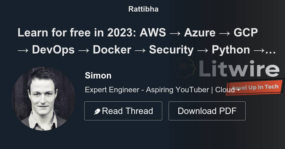 Learn for free in 2023: AWS → https://t.co/0DGZp9lMJM Azure → https://t.co/78XJG5UIrL GCP → ...