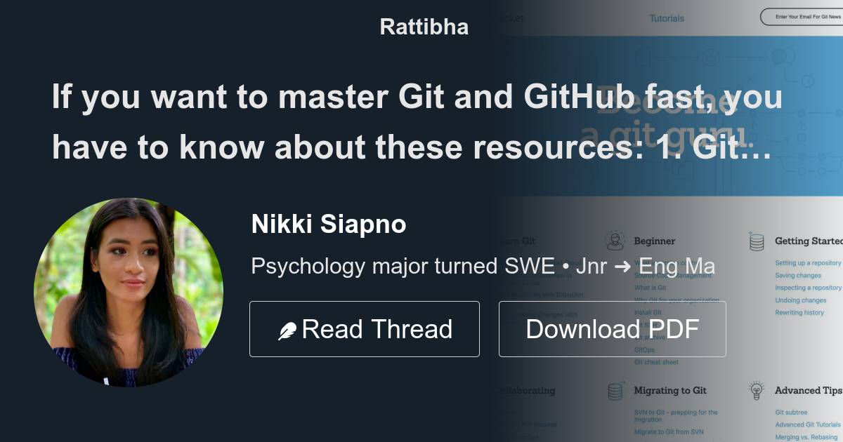 If you want to master Git and GitHub fast, you have to know about these resources: - Thread from ...
