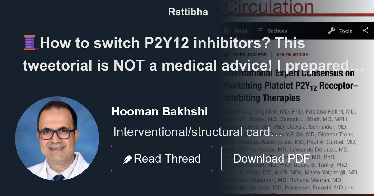 🧵How to switch P2Y12 inhibitors? This tweetorial is NOT a medical ...