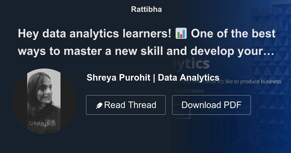 Hey data analytics learners! 📊 One of the best ways to master a new skill and develop your ...