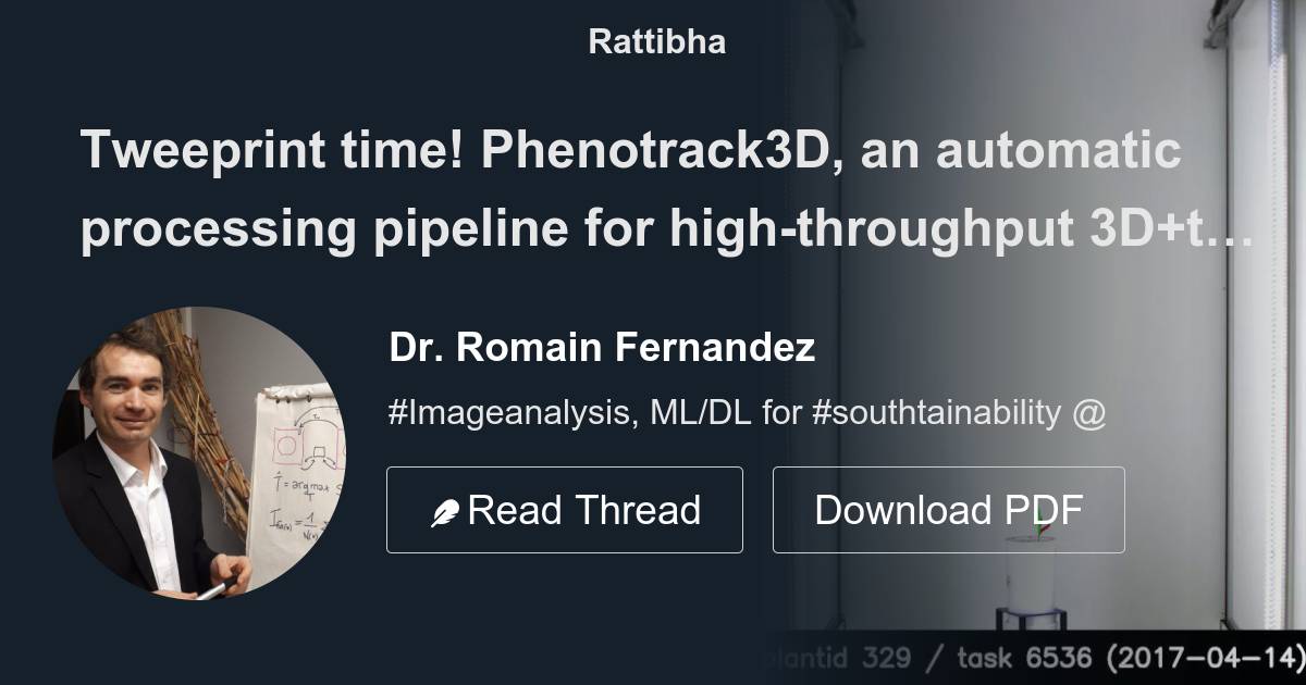 Tweeprint time! Phenotrack3D, an automatic processing pipeline for high-throughput 3D+t ...