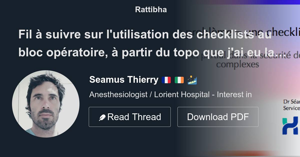 Fil à suivre sur l'utilisation des checklists au bloc opératoire, à ...