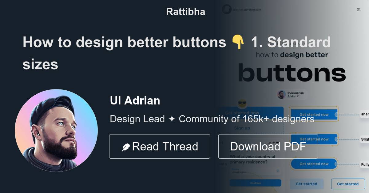 How to design better buttons 👇 - Thread from UI Adrian @uiuxadrian - Rattibha