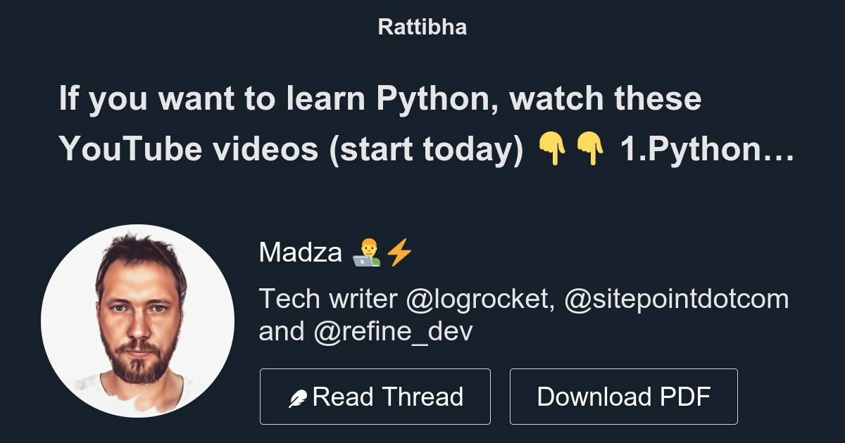 If you want to learn Python, watch these YouTube videos (start today) 👇 ...