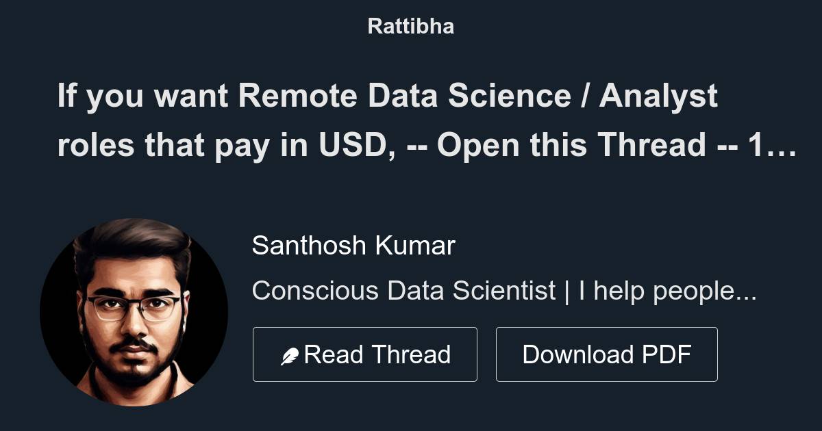 If you want Remote Data Science / Analyst roles that pay in USD ...