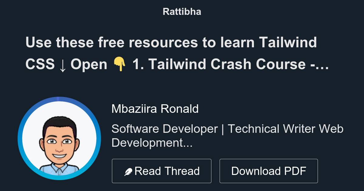 Use These Free Resources To Learn Tailwind Css ↓ Open 👇 Thread From 0746