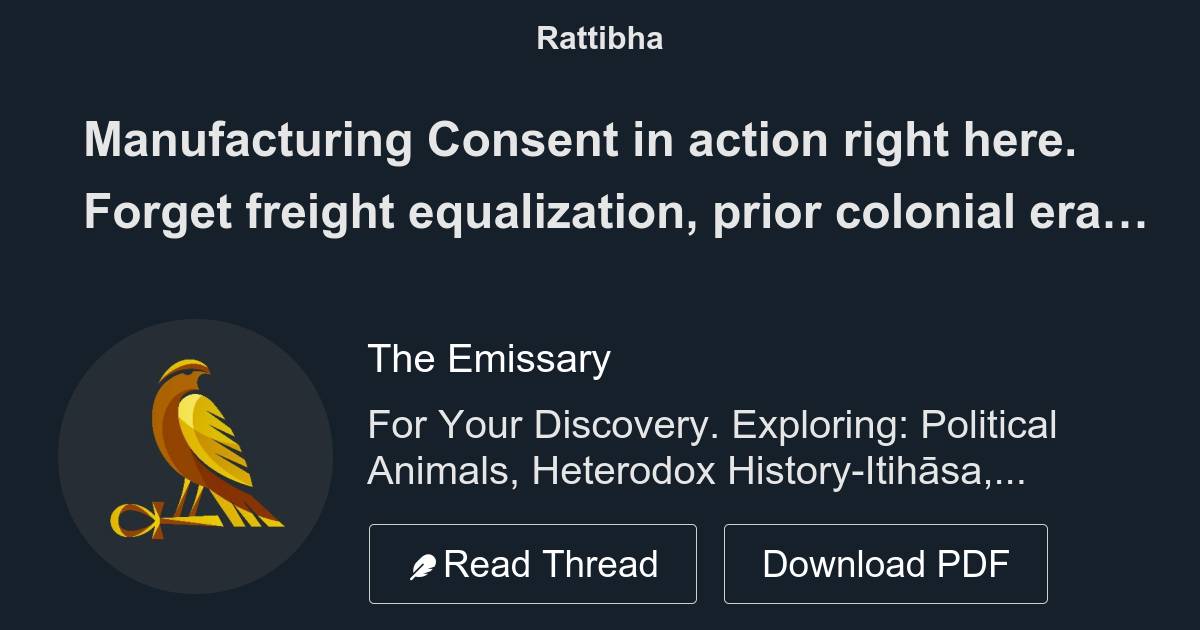 Manufacturing Consent in action right here. Forget freight equalization ...