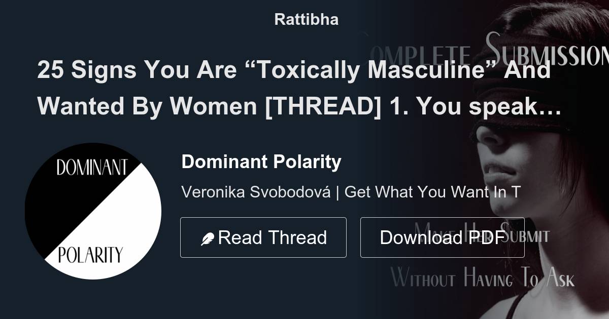 25 Signs You Are “Toxically Masculine” And Wanted By Women [THREAD ...