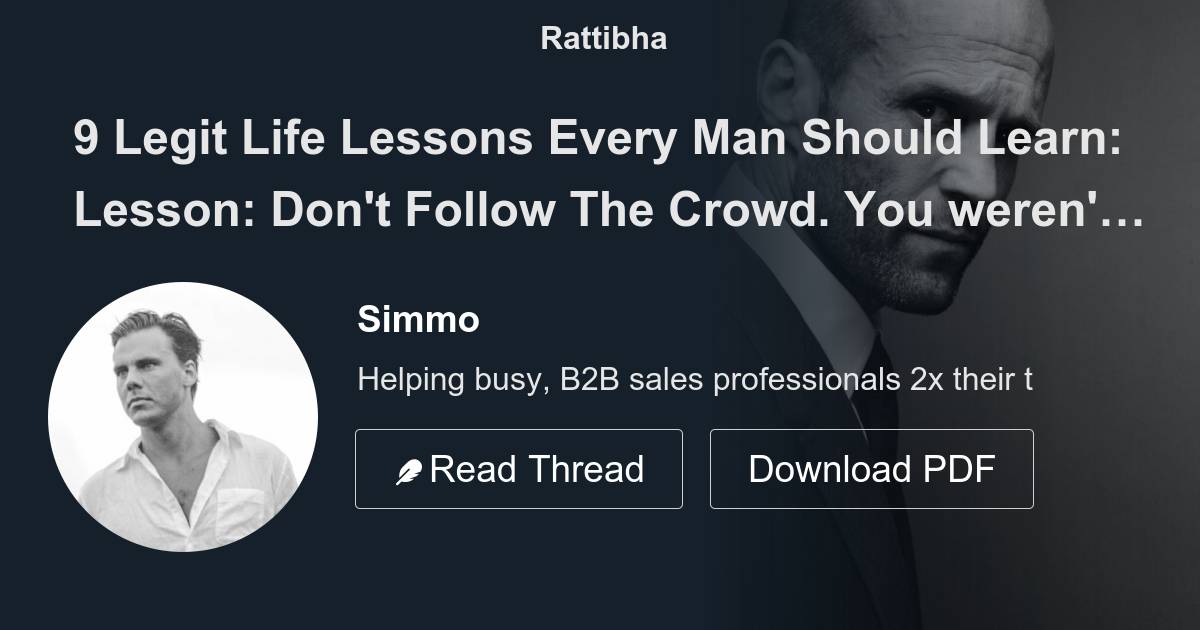 9 Legit Life Lessons Every Man Should Learn: - Thread from Simmo ...