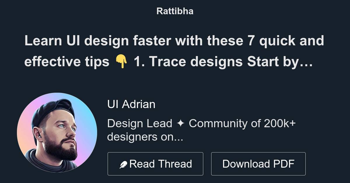 Learn UI design faster with these 7 quick and effective tips 👇 - Thread from UI Adrian ...