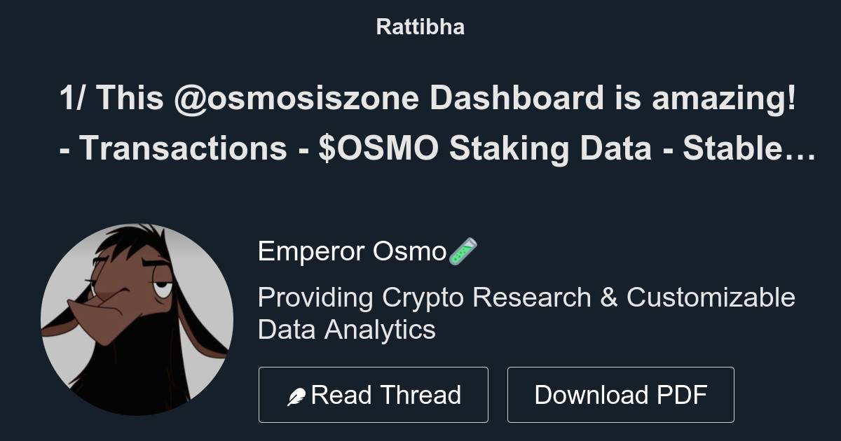 1/ This @osmosiszone Dashboard is amazing! - Transactions - $OSMO Staking Data - Stable Coin ...