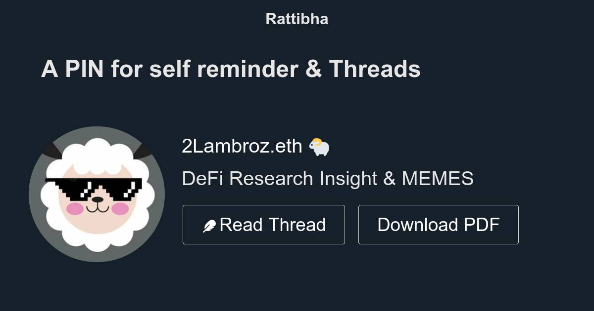 A PIN for self reminder & Threads - Thread from 2Lambroz.eth 🐑 @2lambro ...