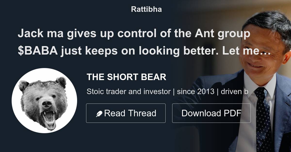 Jack ma gives up control of the Ant group $BABA just keeps on looking better. Let me explain why ...