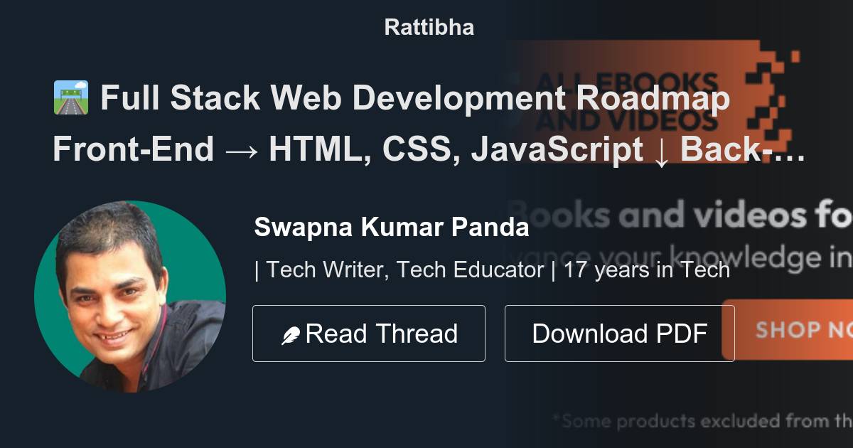 🛣️ Full Stack Web Development Roadmap Front-End → HTML, CSS, JavaScript ↓ Back-End → Java/C#/PHP ...