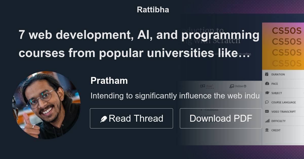 7 web development, AI, and programming courses from popular universities like Harvard, MIT, and ...