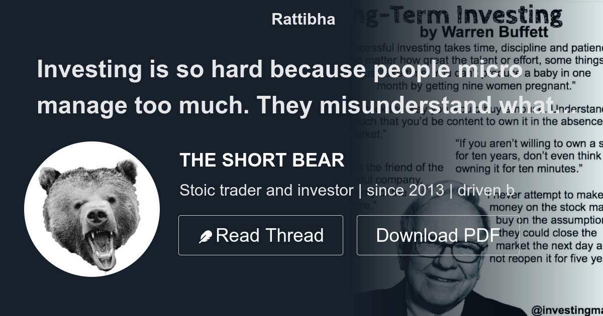 Investing is so hard because people micro manage too much. They ...