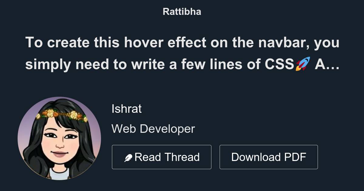 To create this hover effect on the navbar, you simply need to write a few lines of CSS🚀 A Thread ...
