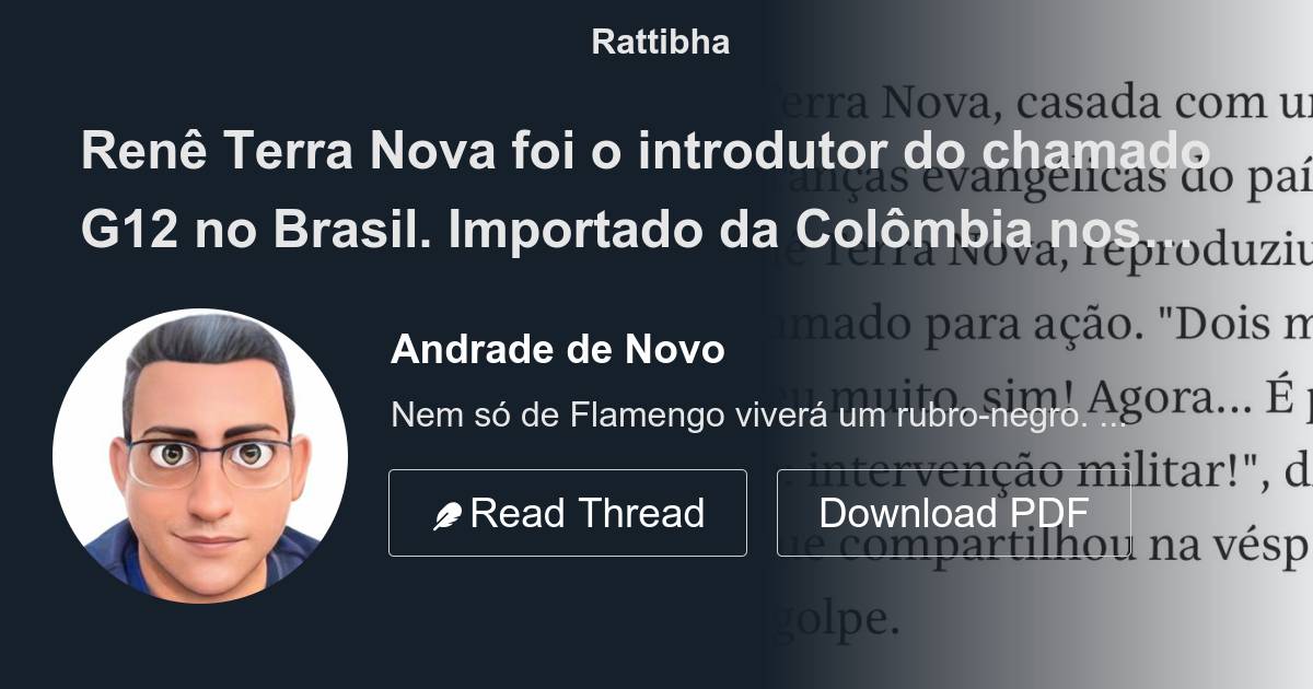 Renê Terra Nova foi o introdutor do chamado G12 no Brasil. Importado da Colômbia nos anos 2000 ...