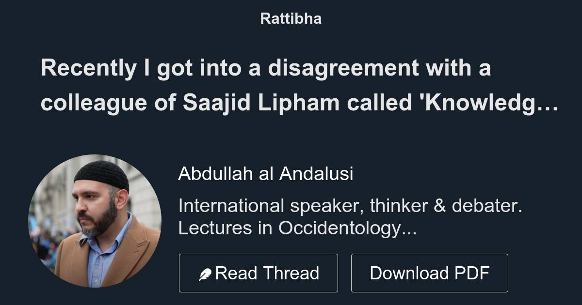 Recently I got into a disagreement with a colleague of Saajid Lipham ...