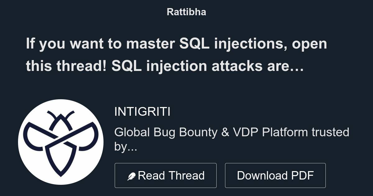 If you want to master SQL injections, open this thread! SQL injection ...