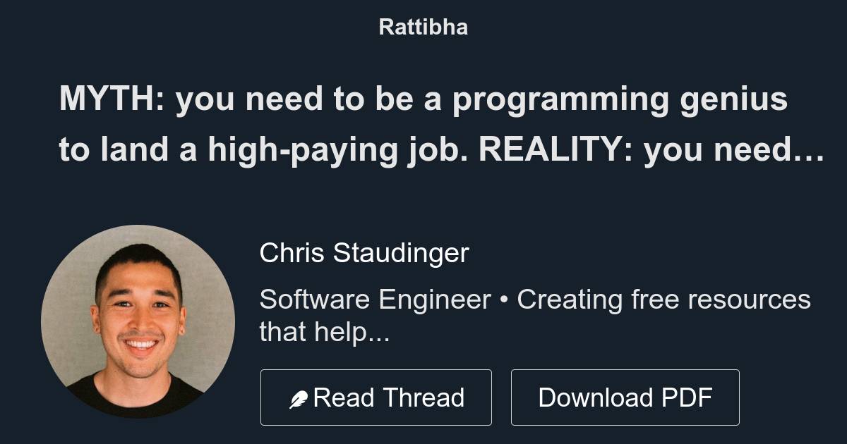MYTH: you need to be a programming genius to land a high-paying job ...