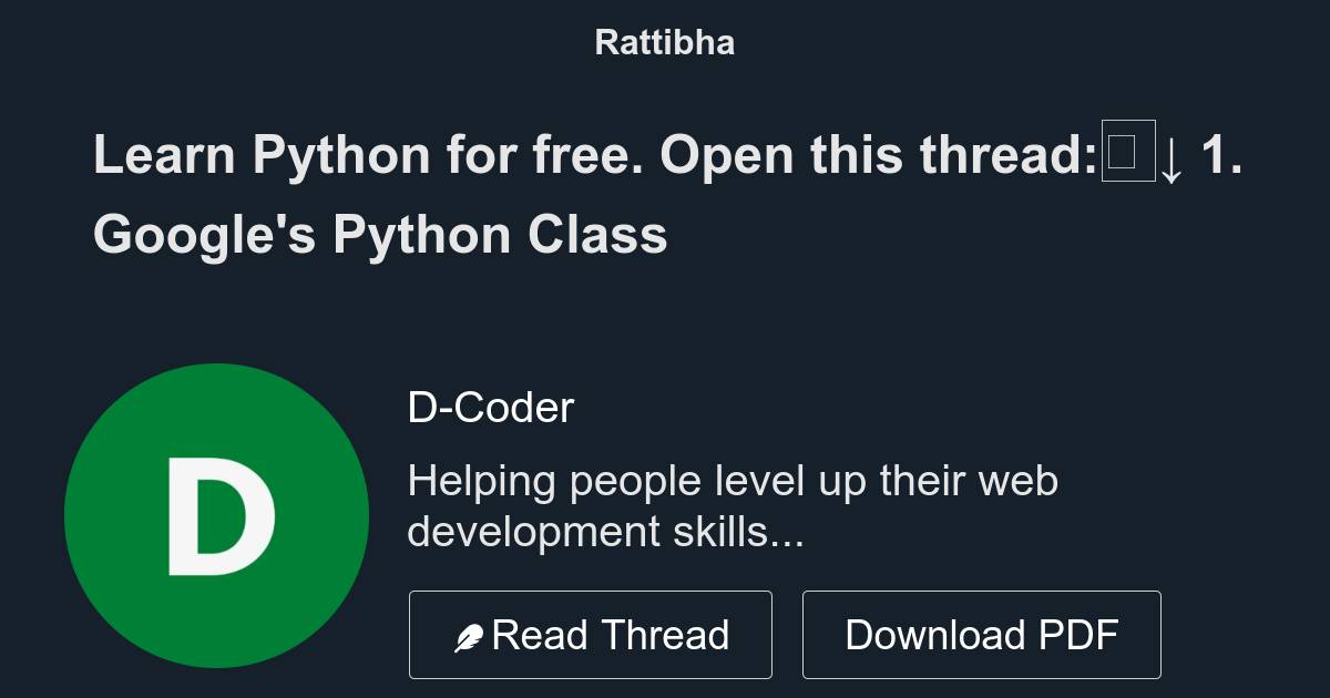 Learn Python For Free Open This Thread🧵↓ المسلسل من D Coder Damncoder رتبها