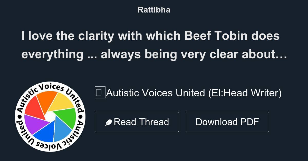 I love the clarity with which Beef Tobin does everything ... always ...