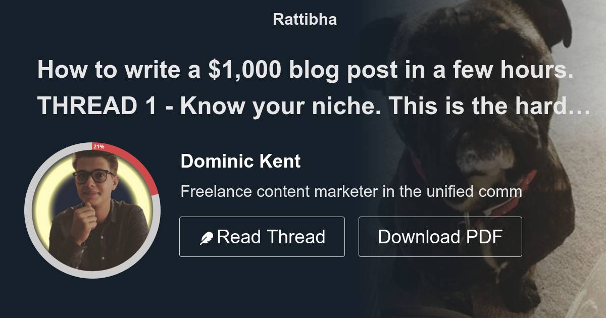 How to write a $1,000 blog post in a few hours. THREAD - Thread from ...