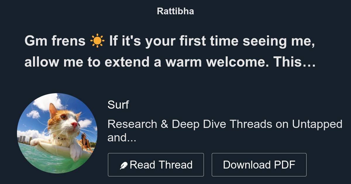 Gm frens ☀️ If it's your first time seeing me, allow me to extend a warm welcome. This thread ...