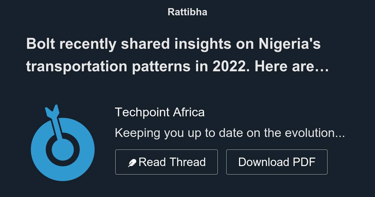 Bolt recently shared insights on Nigeria's transportation patterns in ...