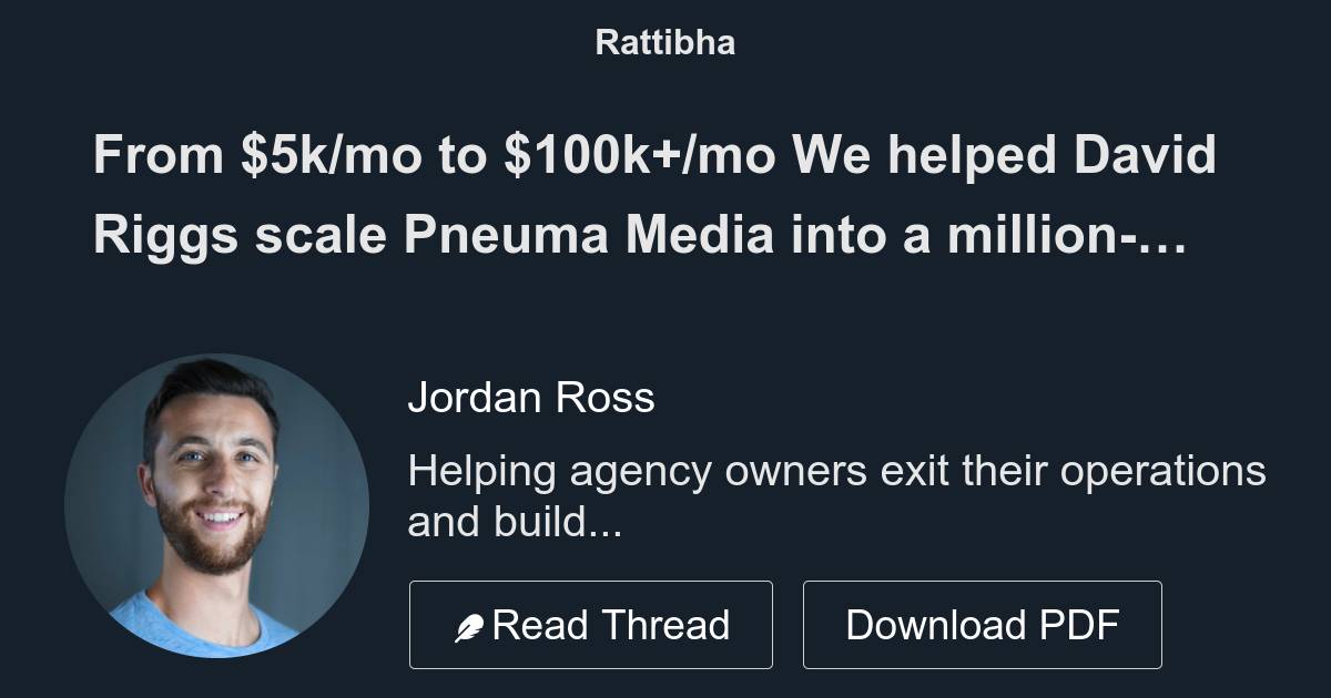 From $5k/mo to $100k+/mo We helped David Riggs scale Pneuma Media into ...