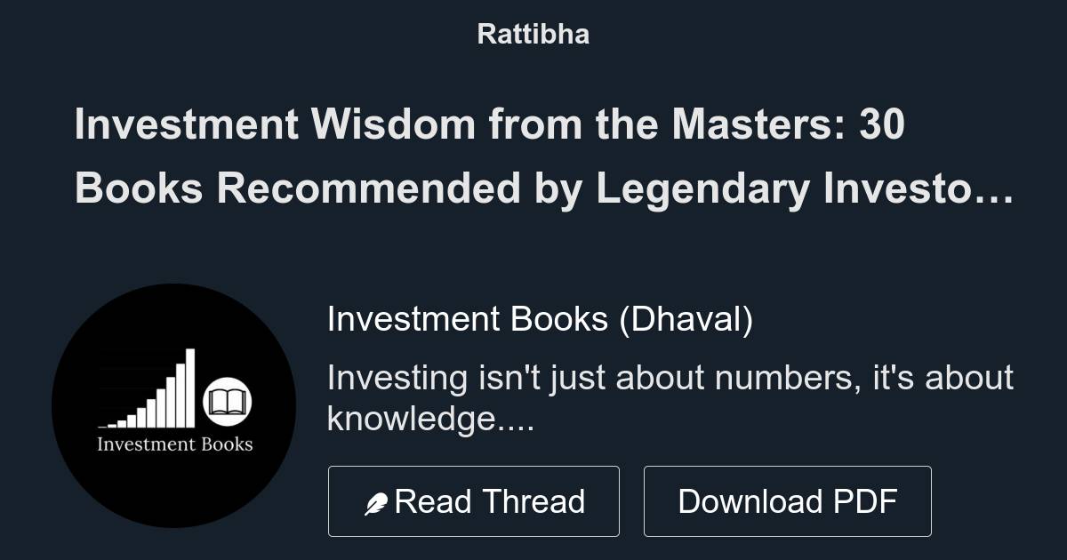 Investment Wisdom from the Masters: 30 Books Recommended by Legendary ...
