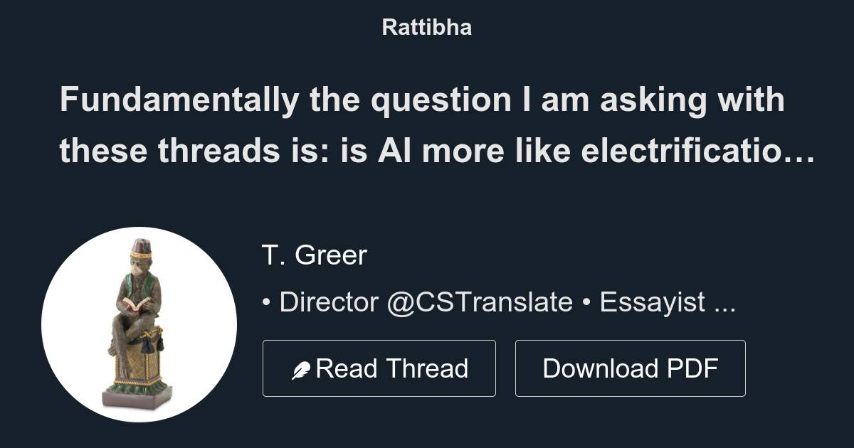 Fundamentally the question I am asking with these threads is: is AI ...