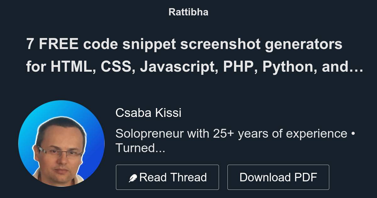 7 FREE code snippet screenshot generators for HTML, CSS, Javascript, PHP, Python, and other ...