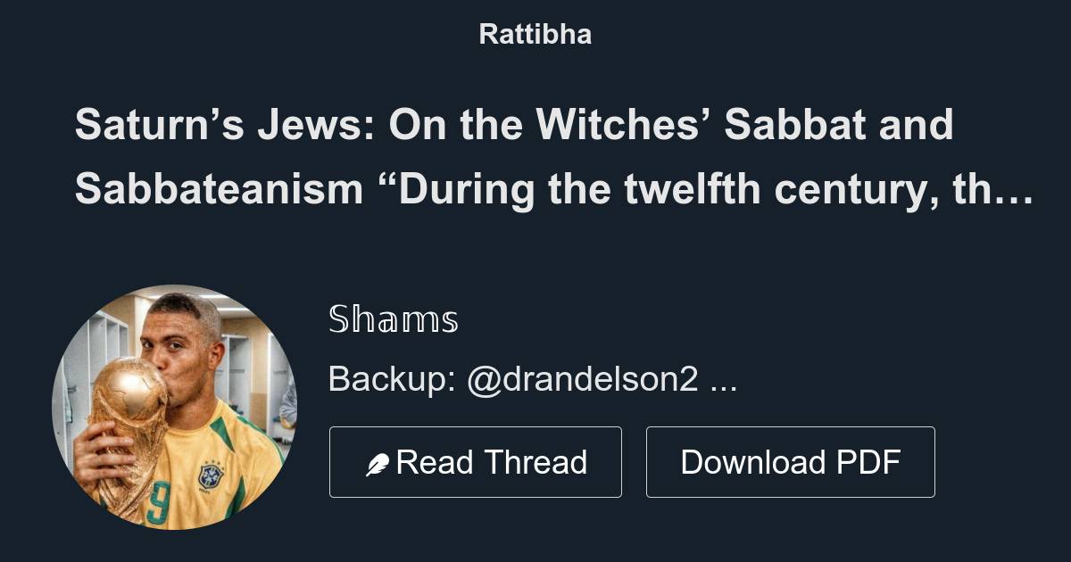 Saturn’s Jews: On the Witches’ Sabbat and Sabbateanism - المسلسل من ...
