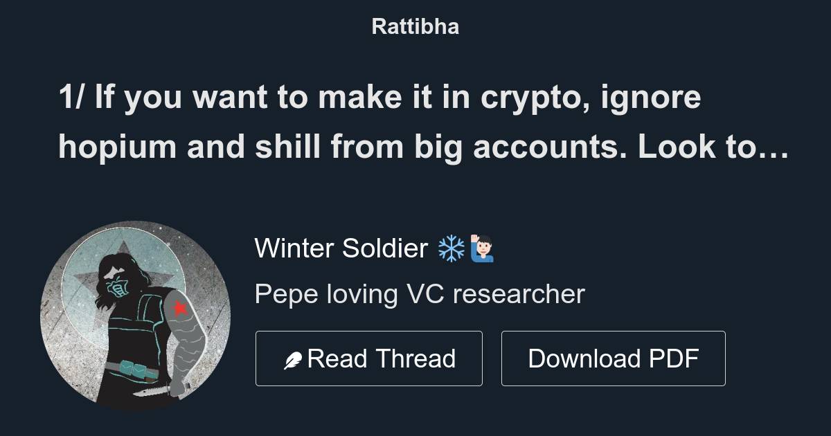 1/ If you want to make it in crypto, ignore hopium and shill from big ...