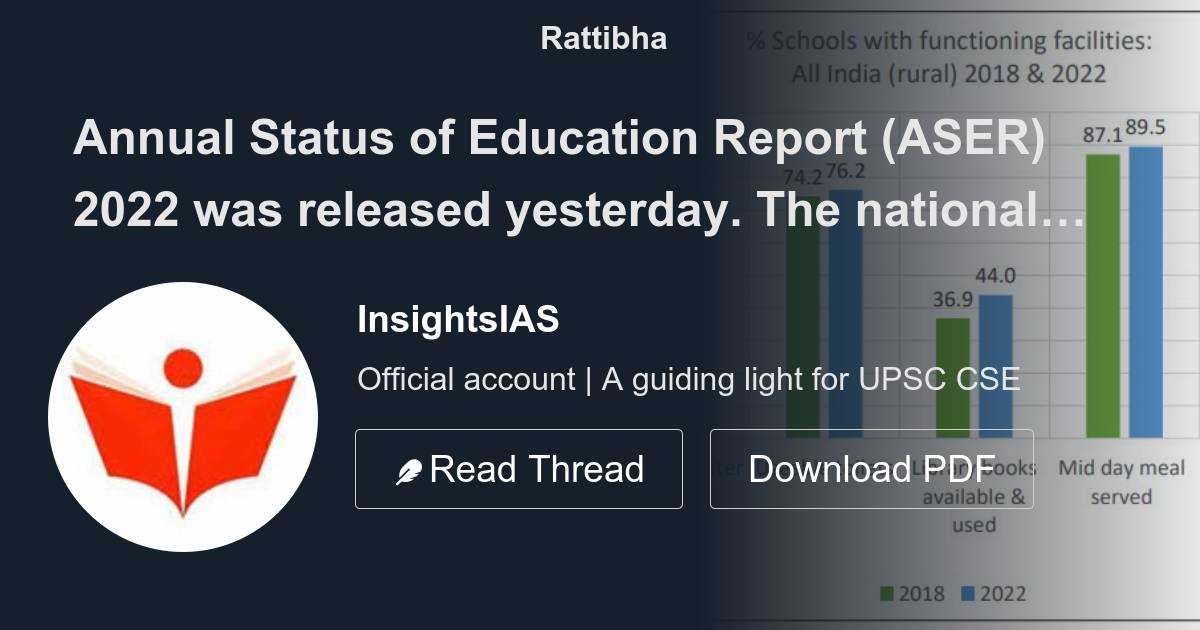 Annual Status of Education Report (ASER) 2022 was released yesterday. The national survey sheds ...