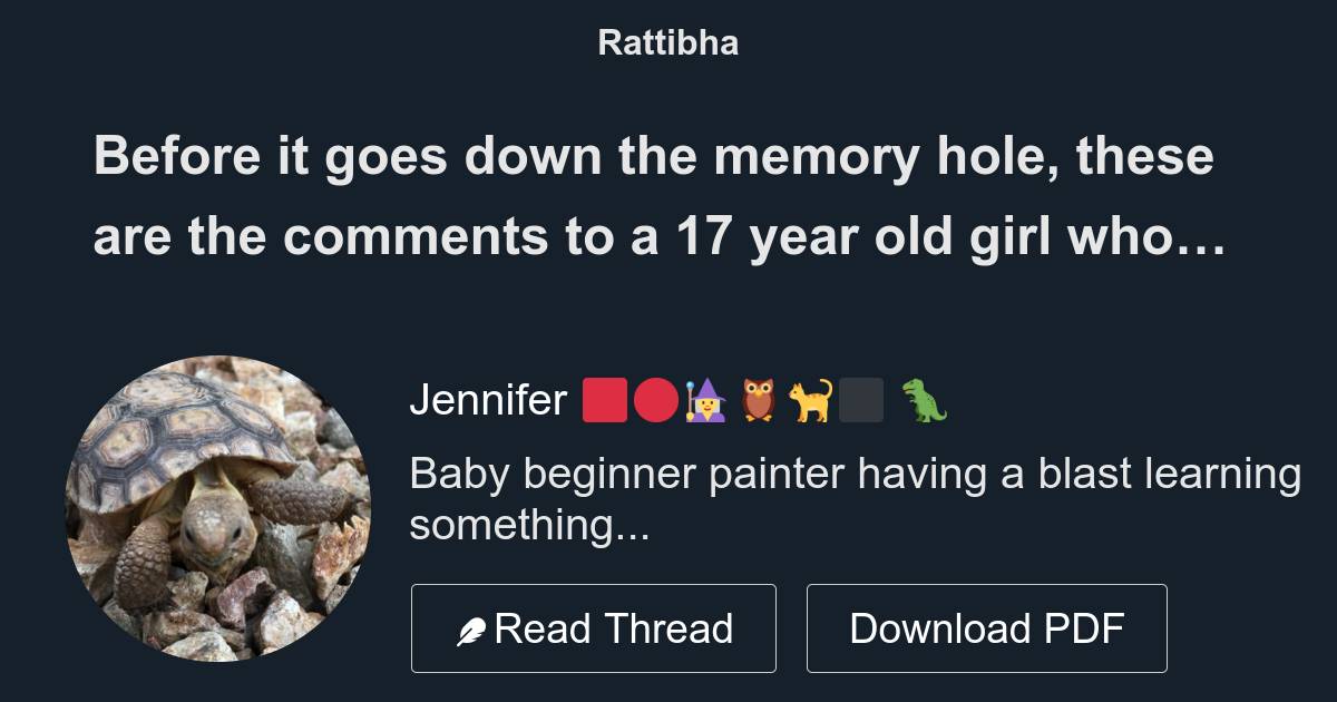 Before it goes down the memory hole, these are the comments to a 17 year old girl who was ...