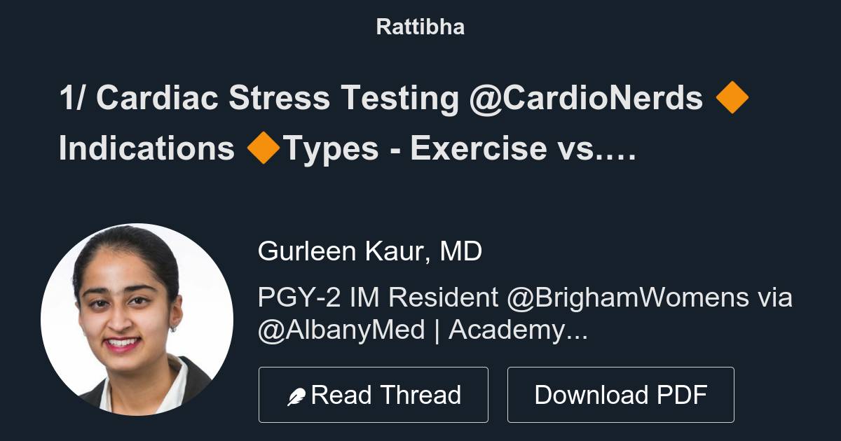 1/ Cardiac Stress Testing @CardioNerds 🔶Indications 🔶Types - Exercise ...