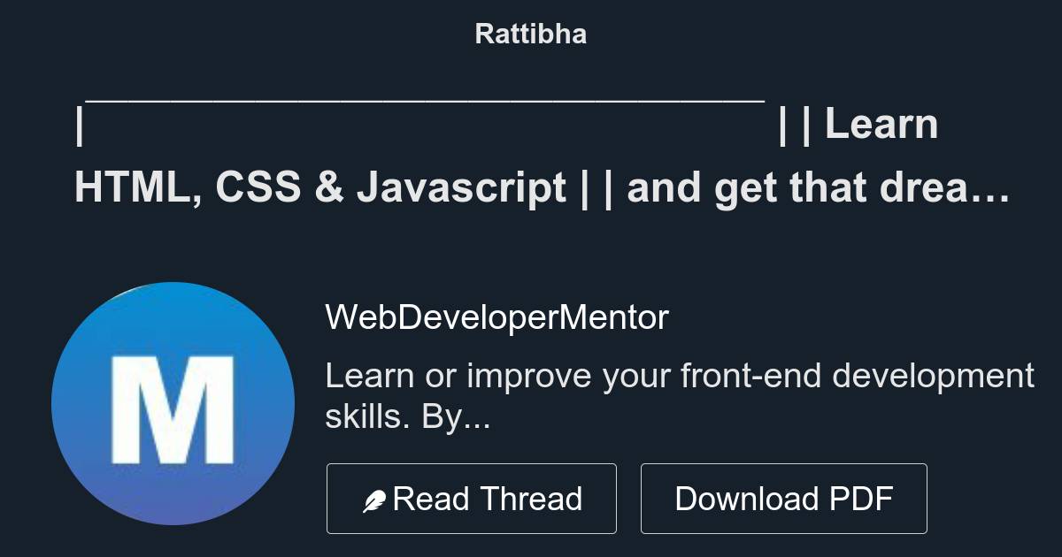 Learn HTML, CSS & Javascript | | and get that dream job in 2023 😉 | |________________ | \ (• •) -
