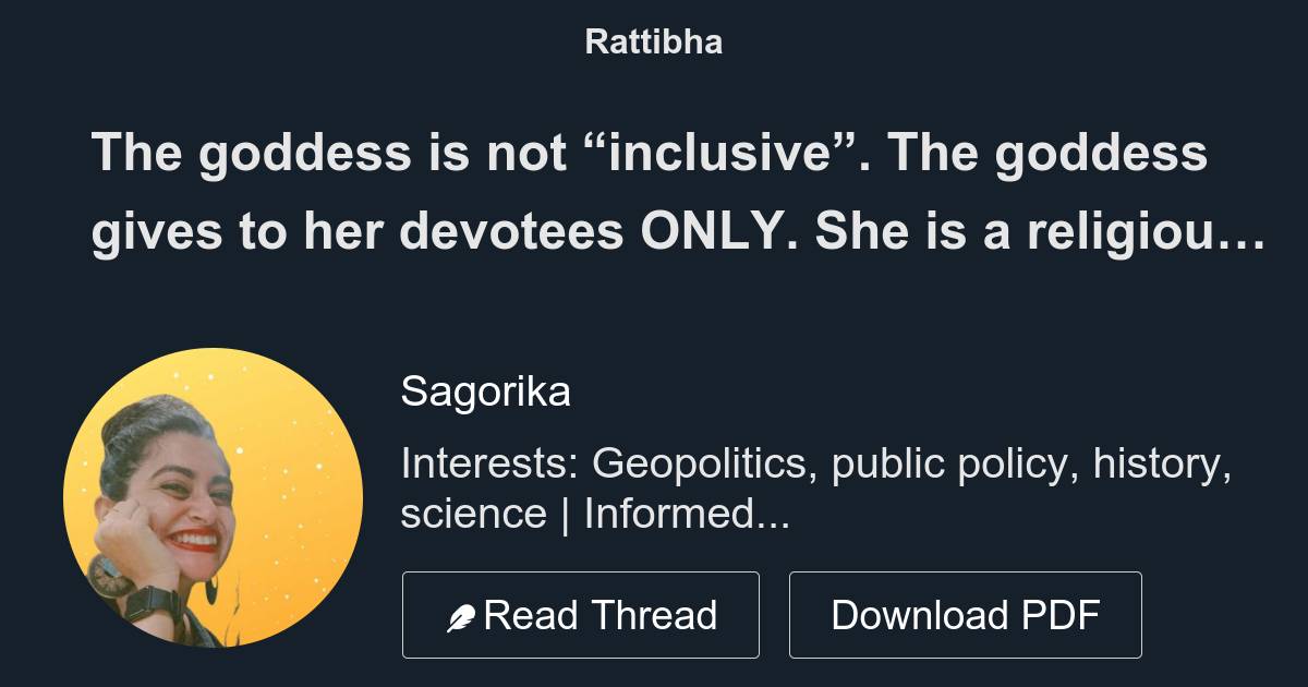 The goddess is not “inclusive”. The goddess gives to her devotees ONLY ...