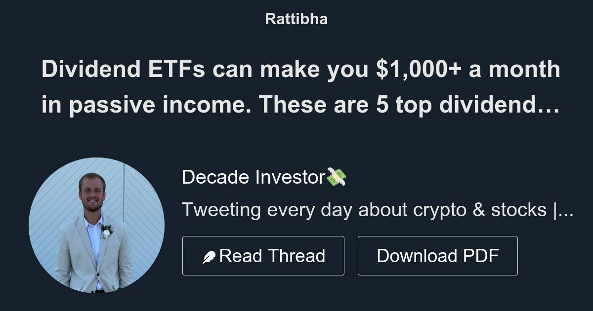 Dividend ETFs can make you $1,000+ a month in passive income. These are 5 top dividend ETFs ...