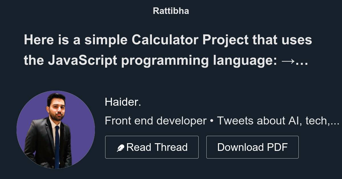 Here is a simple Calculator Project that uses the JavaScript programming language: - المسلسل من ...