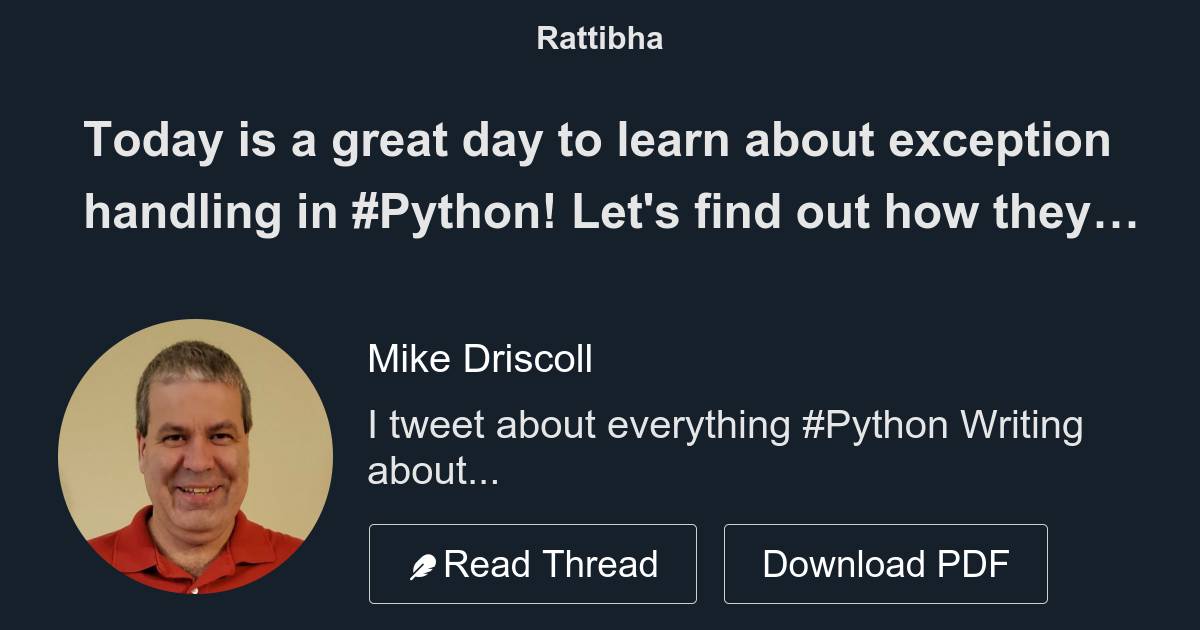 Today is a great day to learn about exception handling in #Python! Let ...