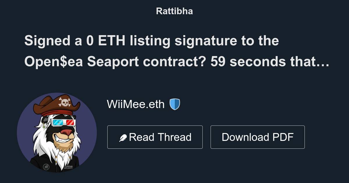 Signed a 0 ETH listing signature to the Open$ea Seaport contract? 59 seconds that could safe ...