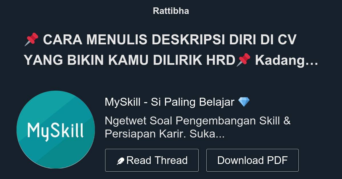 📌 CARA MENULIS DESKRIPSI DIRI DI CV YANG BIKIN KAMU DILIRIK HRD📌 Kadang masih ada yang nggak ...