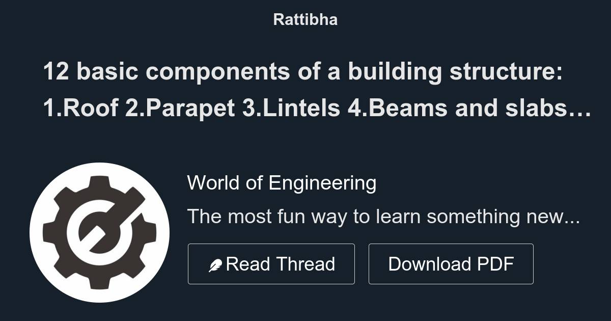 12 basic components of a building structure: 1.Roof 2.Parapet 3.Lintels ...