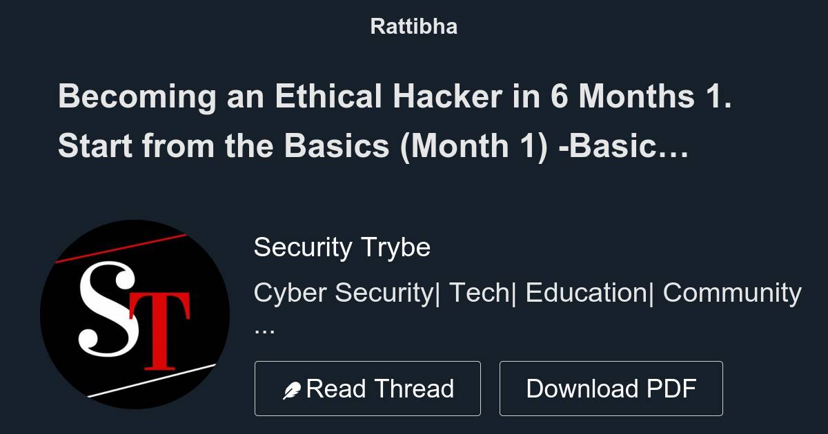 Becoming an Ethical Hacker in 6 Months - المسلسل من Security Trybe @SecurityTrybe - رتبها